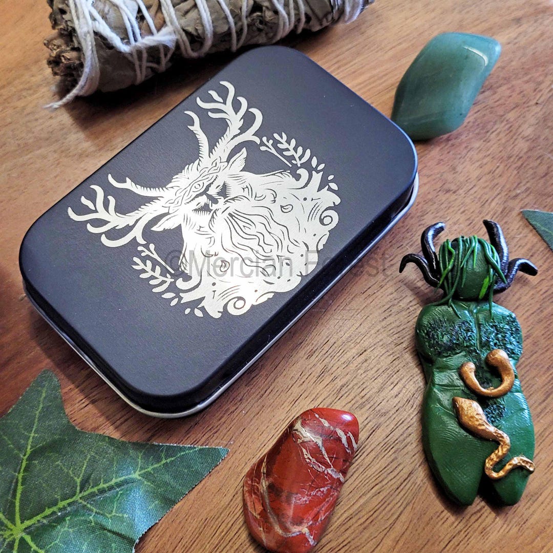 Cernunnos Altar God and Tin, Herne Altar Decoration With Horned God With Tin, Witches Altar ...