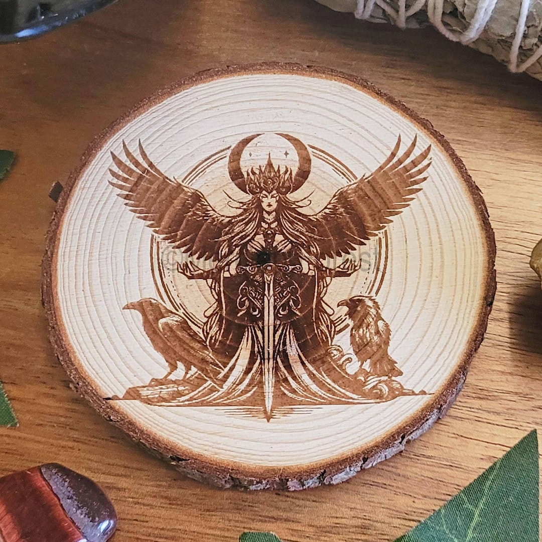 Morrigan Altar Tile, Morrigan Altar Decoration, Wood Slice Decoration ...