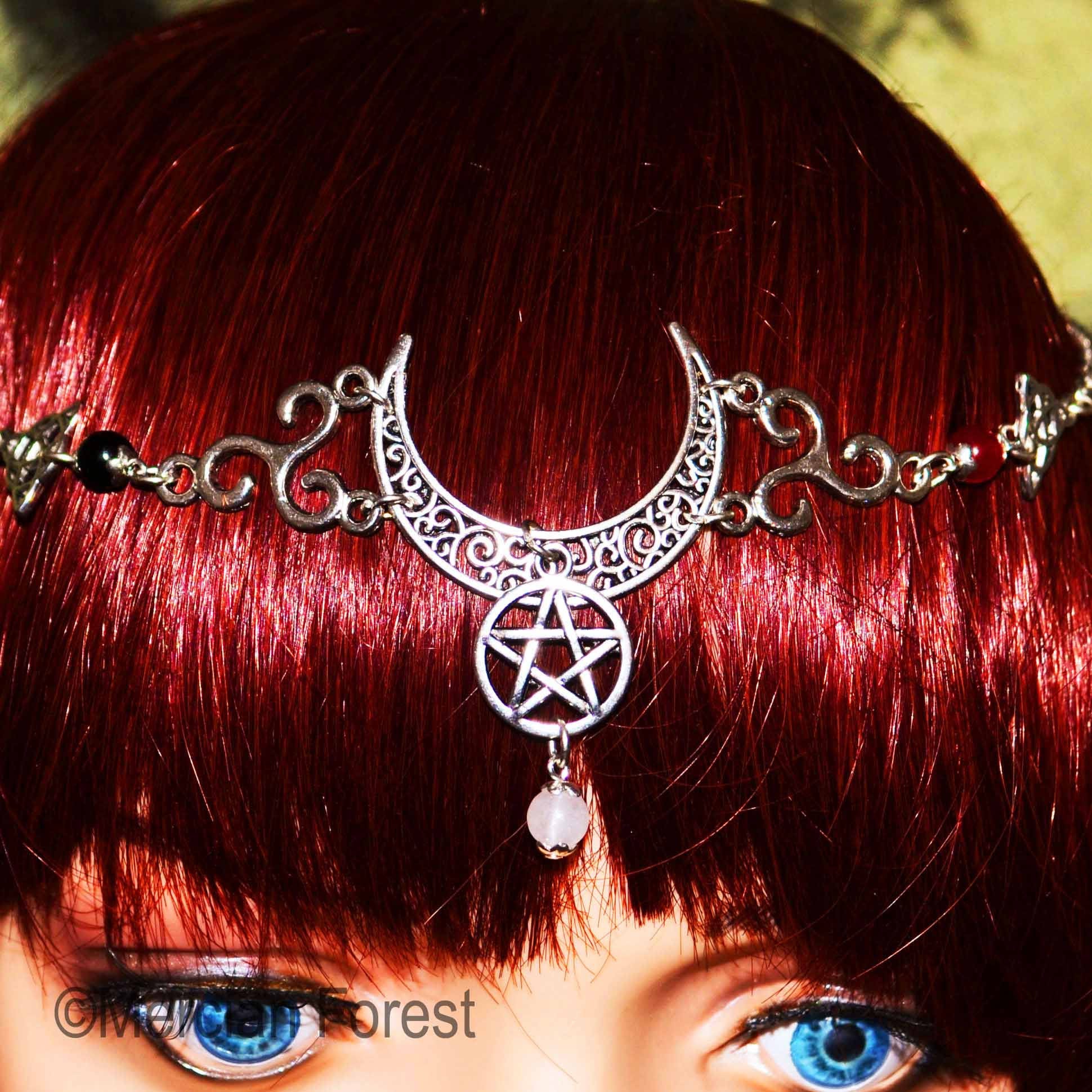 Triple Goddess Headdress Pagan Head Chain Pagan Headpiece - Etsy