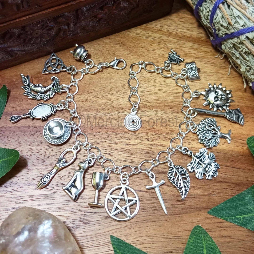 Pagan Bracelet Witches Charm Bracelet, Pagan Charm Bracelet - Handmade Pagan Jewellery - Etsy