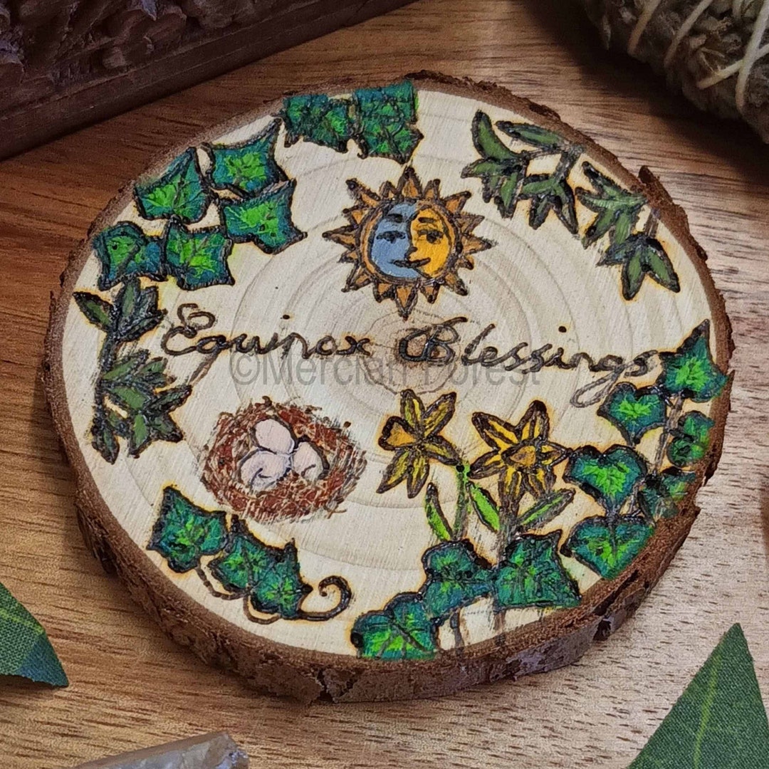 Spring Equinox Altar Tile, Spring Equinox Decoration Pagan Pyrography ...