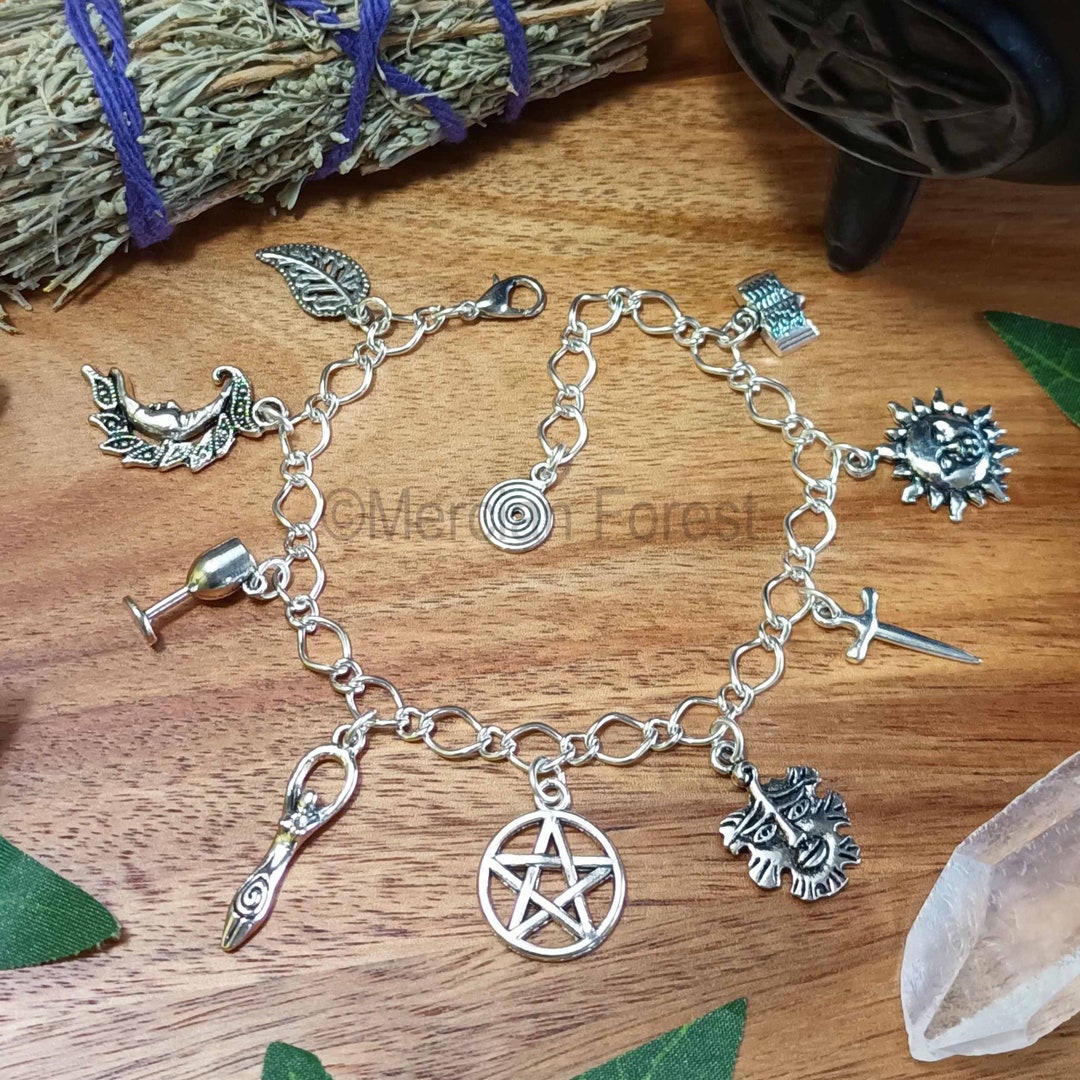 Pagan Bracelet Wiccan Charm Bracelet, Witches Charm Bracelet, Pagan Charm Bracelet - Handmade ...