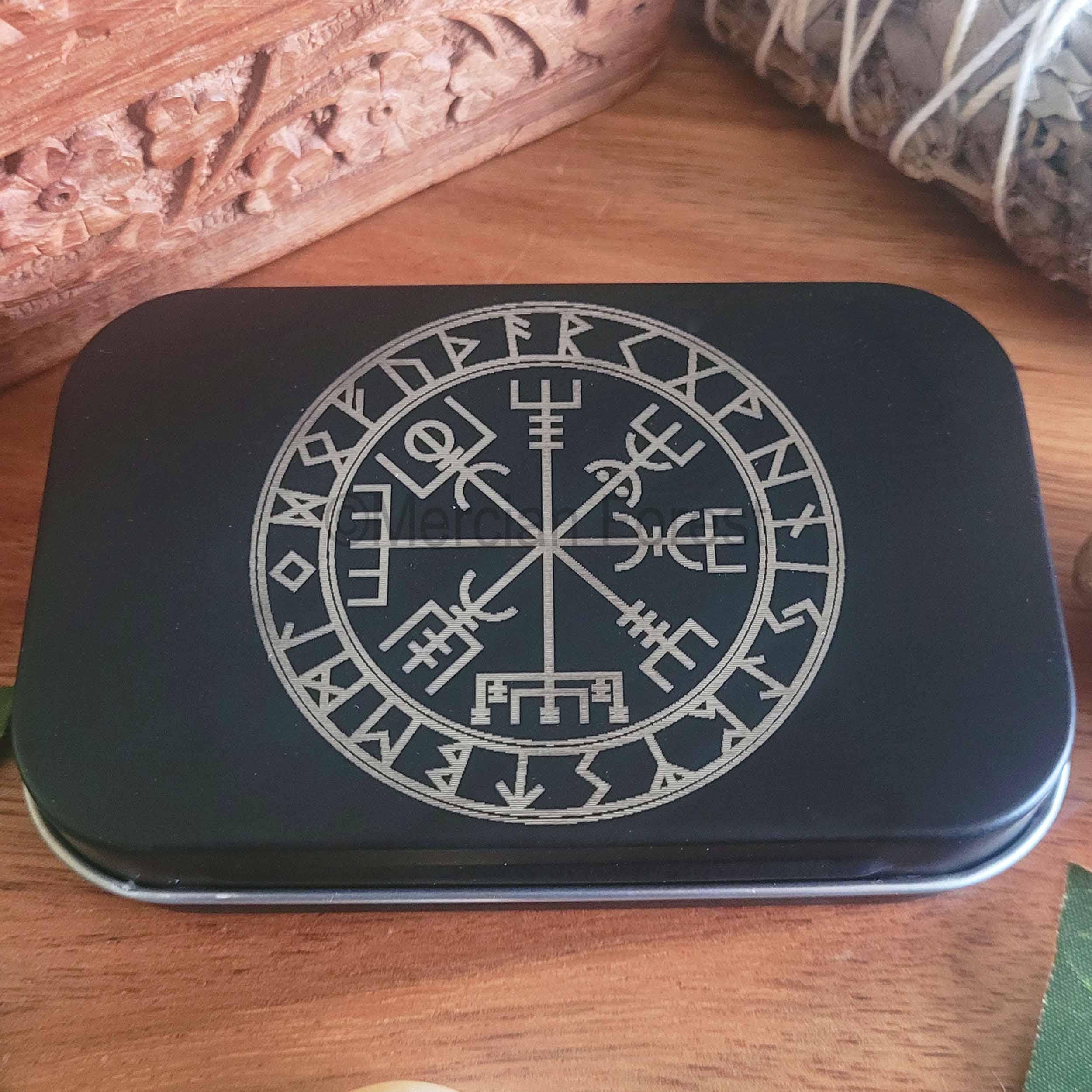 Mini Travel Altar Tin, Offering Box, Witchcraft Box, Vegvisir Altar Tin ...