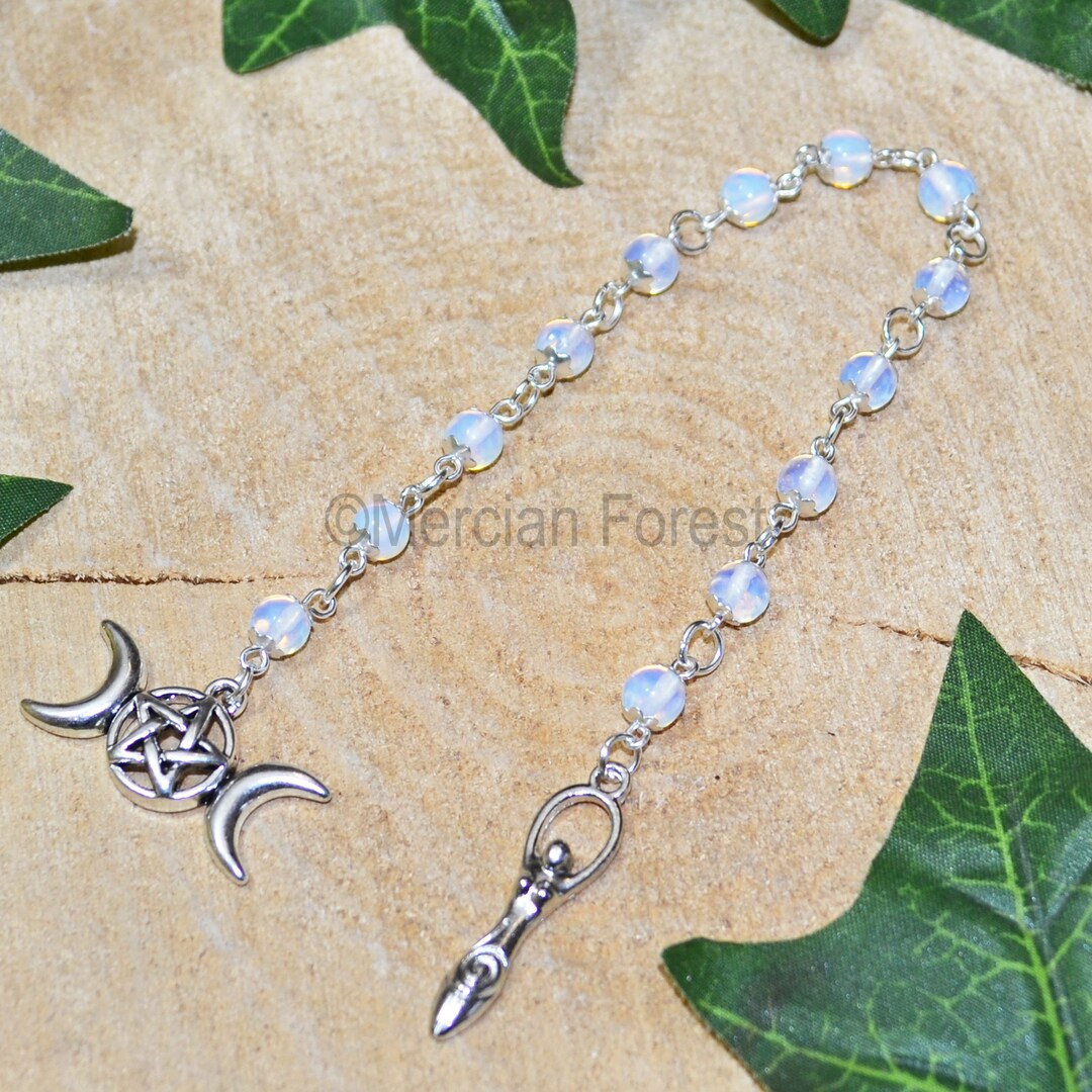 Pagan Meditation Prayer Beads With Goddess and Triple Moon Pentacle ...