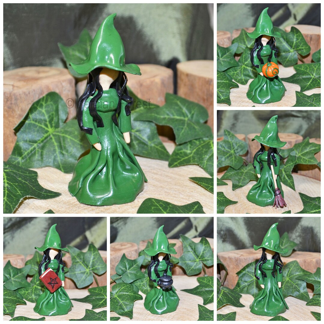 Witch Figurine, Witch Ornament, Witch Doll, Polymer Clay Witch ...