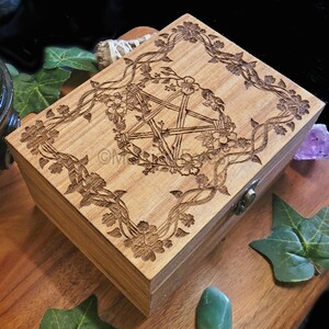 Floral Pentacle Box, Pentagram Witch Box, Crystal Box, Herb Box, Pagan ...