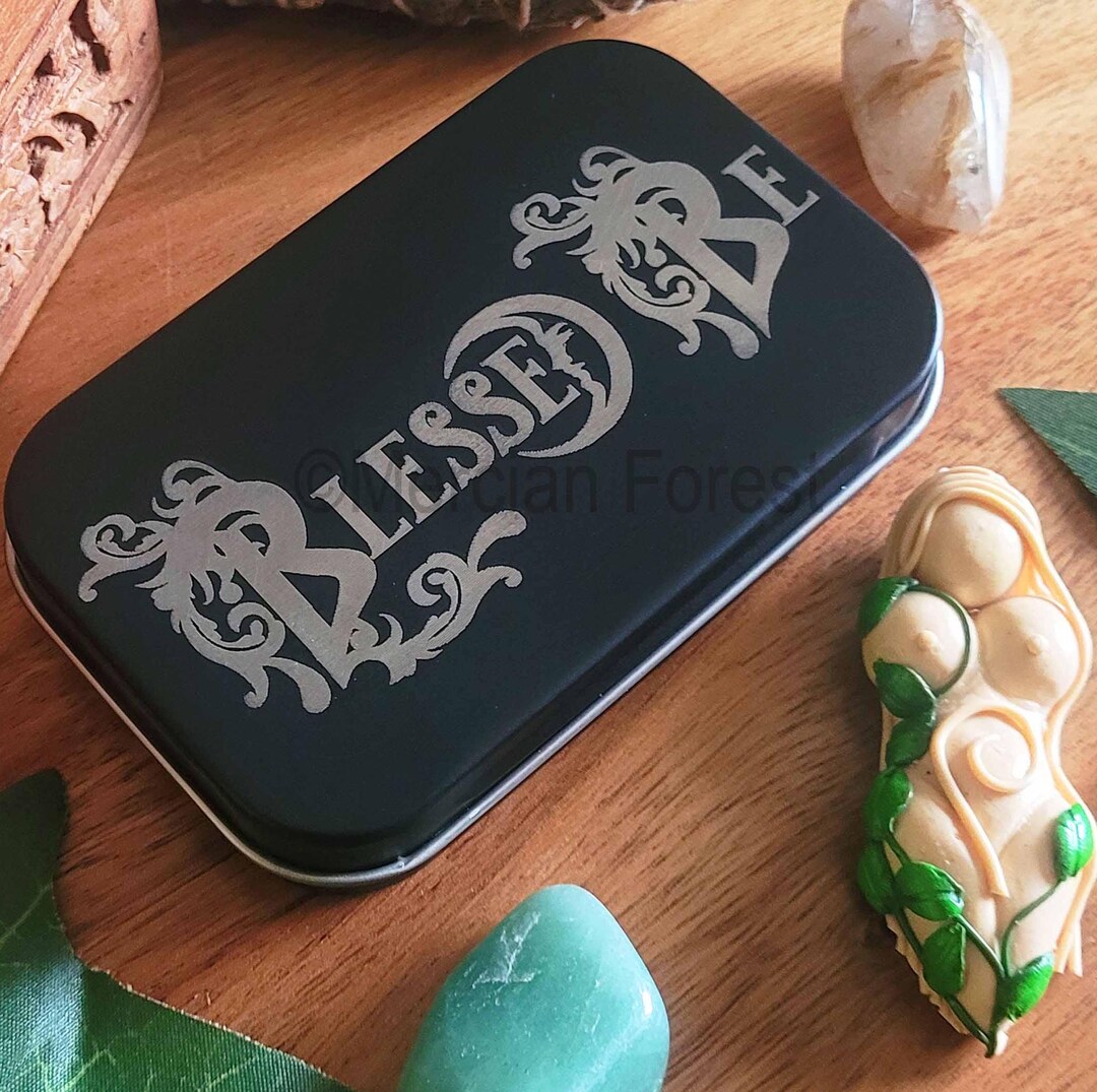 Blessed Be Altar Tin With Goddess, Engraved Pentacle Tin , Witchcraft ...