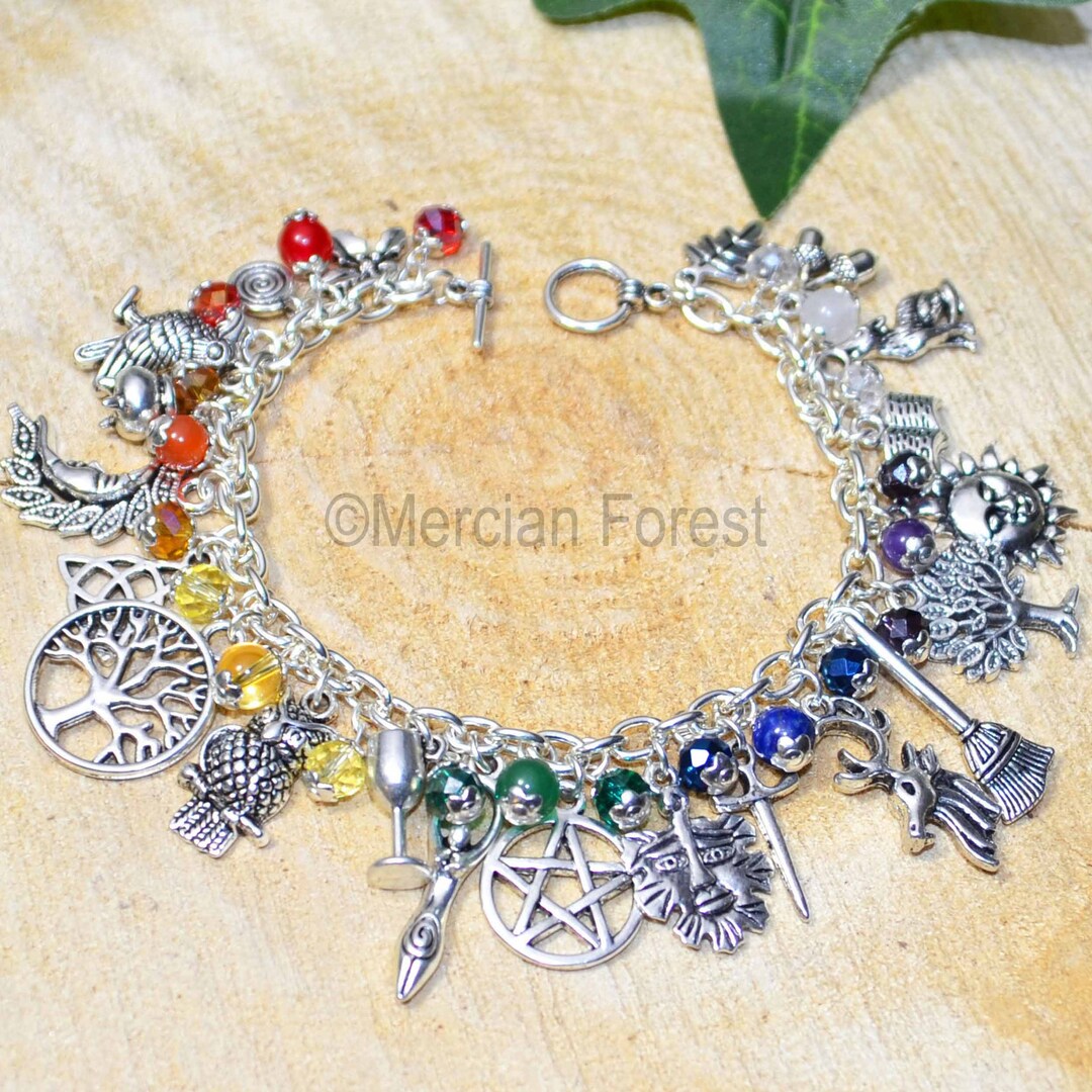 Pagan Bracelet Pagan Ways Chakra Charm Bracelet Witches Charm - Etsy