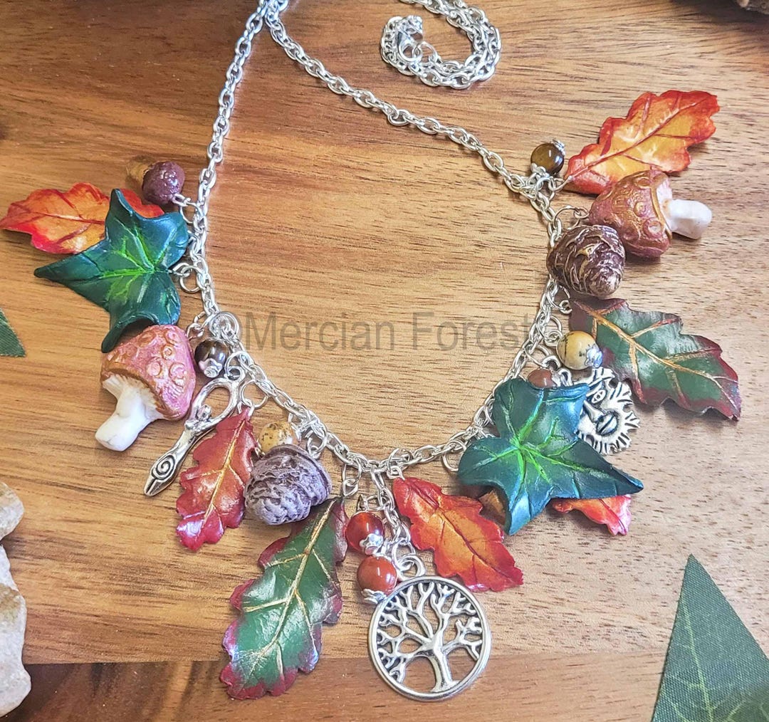 Pagan Necklace, Tree of Life Necklace, Autumn Necklace With Acorns, Oak ...