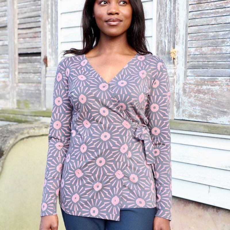 Grey Wrap Top - Etsy