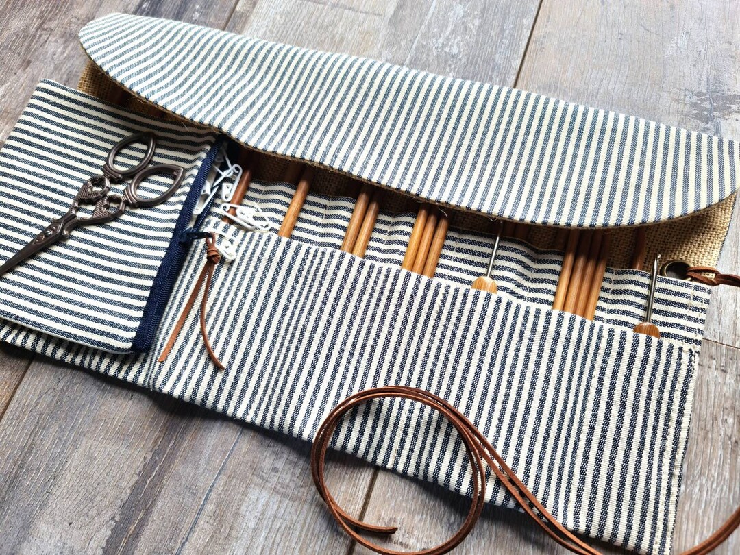 CROCHET DPN HOLDER Knitting Needle Case Roll With Zip Pocket - Etsy