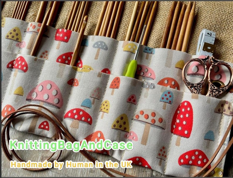 CROCHET DPN HOLDER Toadstool Mushroom Knitting Needle Case Roll - Etsy