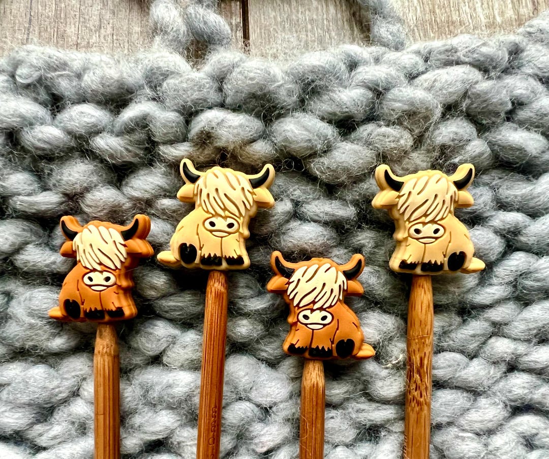 COW STITCH STOPPER Scottish Highland Cattle Knitting Needle Point ...