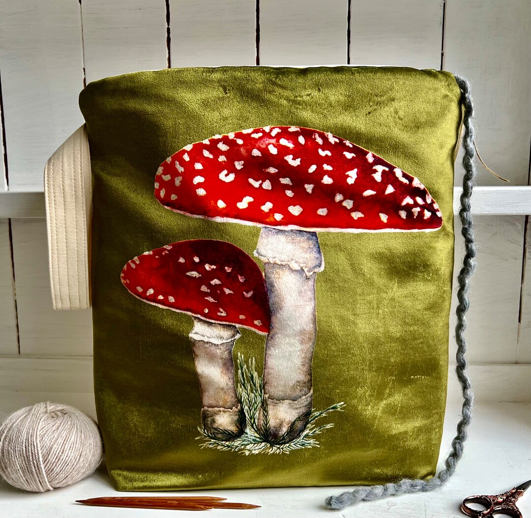 Toadstool Mushroom Large ZIPPER PROJECT BAG 9 Pockets Handmade Gift - Etsy