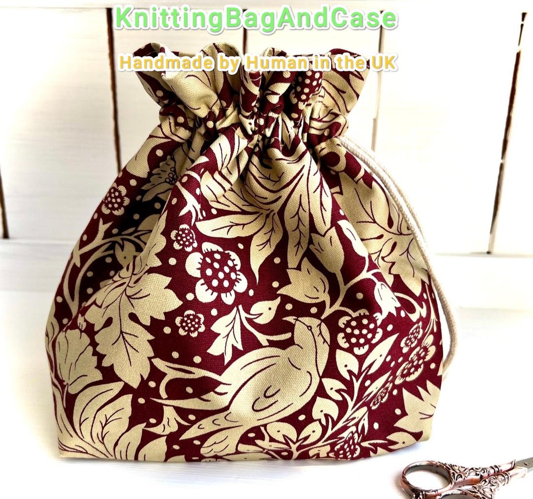 Japanese Vintage Bird Garden DRAWSTRING PROJECT BAG Select Colour and ...