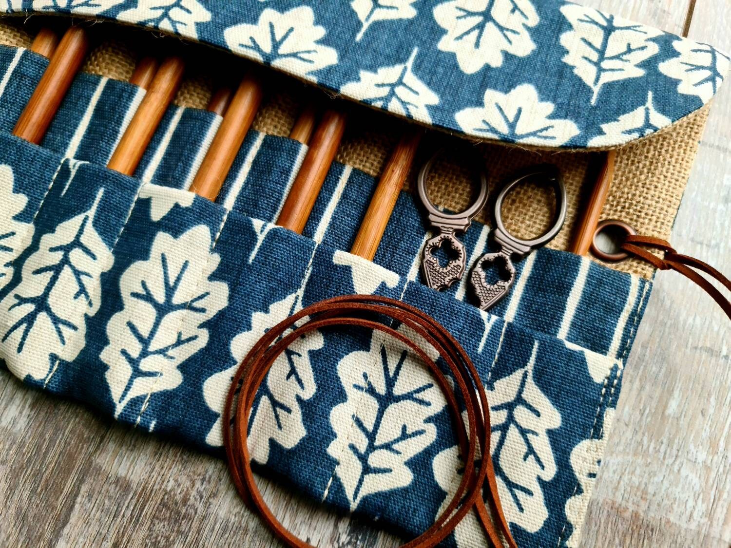 CROCHET DPN HOLDER Knitting Needle Case Roll Oak Leaf - Etsy
