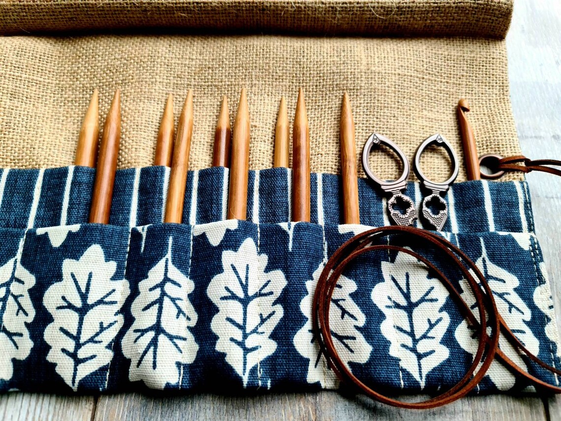 CROCHET DPN HOLDER Knitting Needle Case Roll Oak Leaf - Etsy