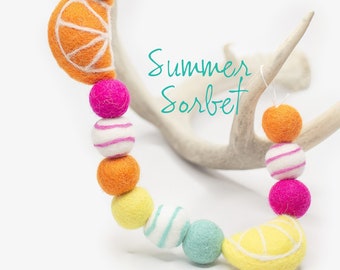 Felt Ball Garland: Summer Sorbet Lemon & Orange Decor - Etsy