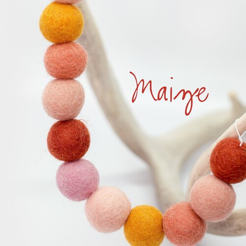 Maize fall Garland autumn Garland peach Felt Balls ivory - Etsy