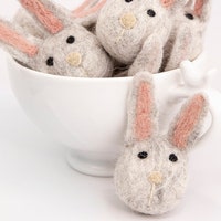 Bunny Rabbit Face Embroidered on Felt for Your Next Project White Felt ...