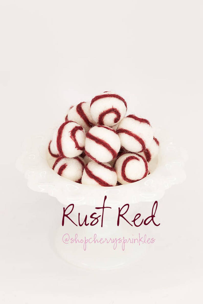Rust Red swirl Felt Balls 2CM 100% Wool Felt Pom Poms Red - Etsy