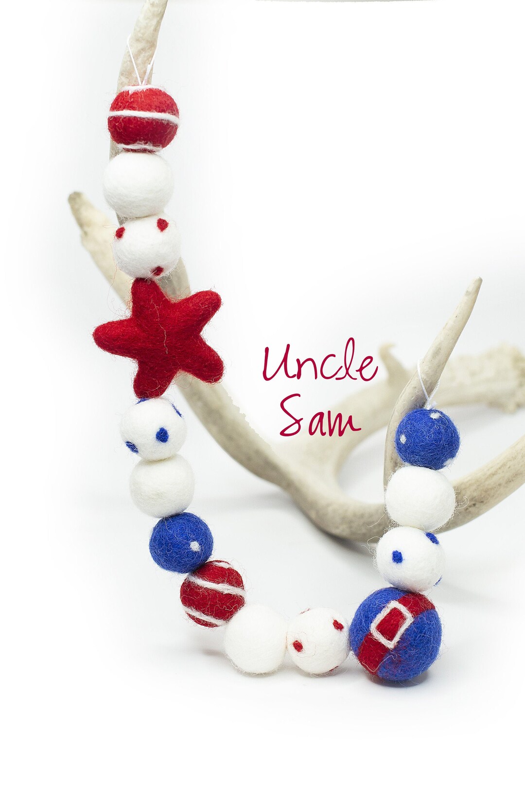 Uncle Sam -felt Stars -red White & Blue Garland -4th of July Party ...