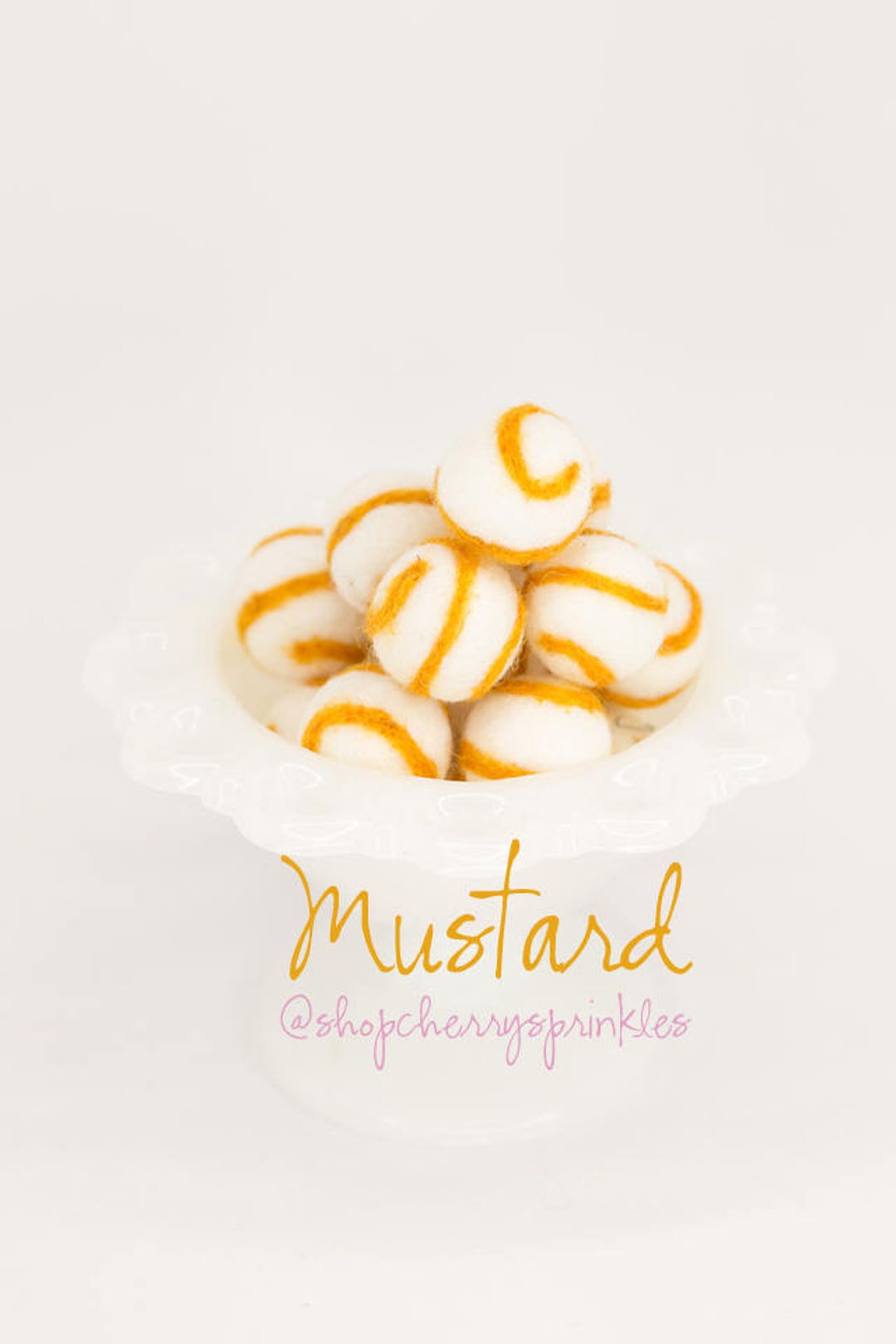 Mustard Swirl Felt Balls: 100% Wool Poms - Etsy