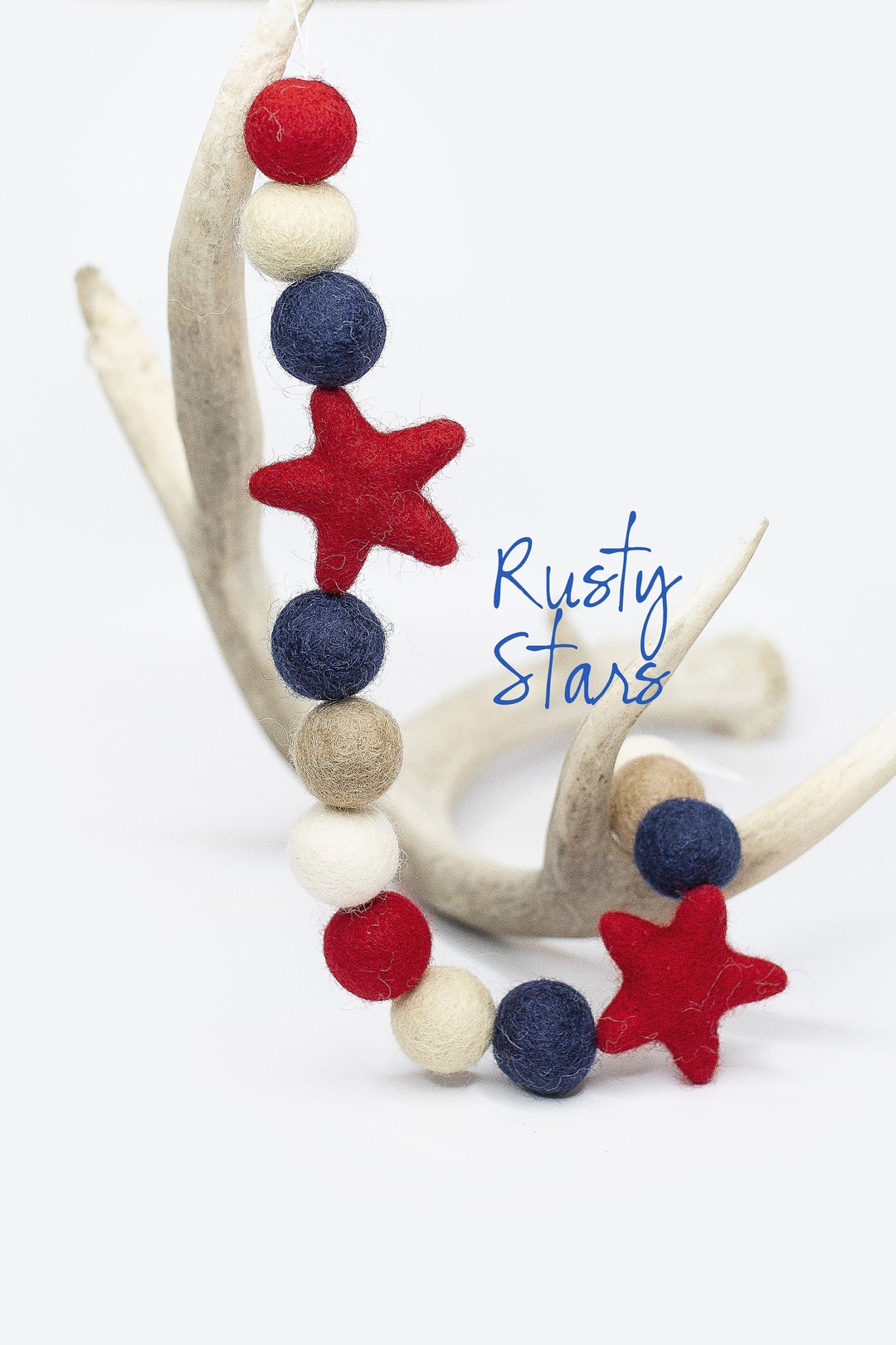 Rusty Stars | Felt Star | Red White & Blue Garland | 4th of July Party ...
