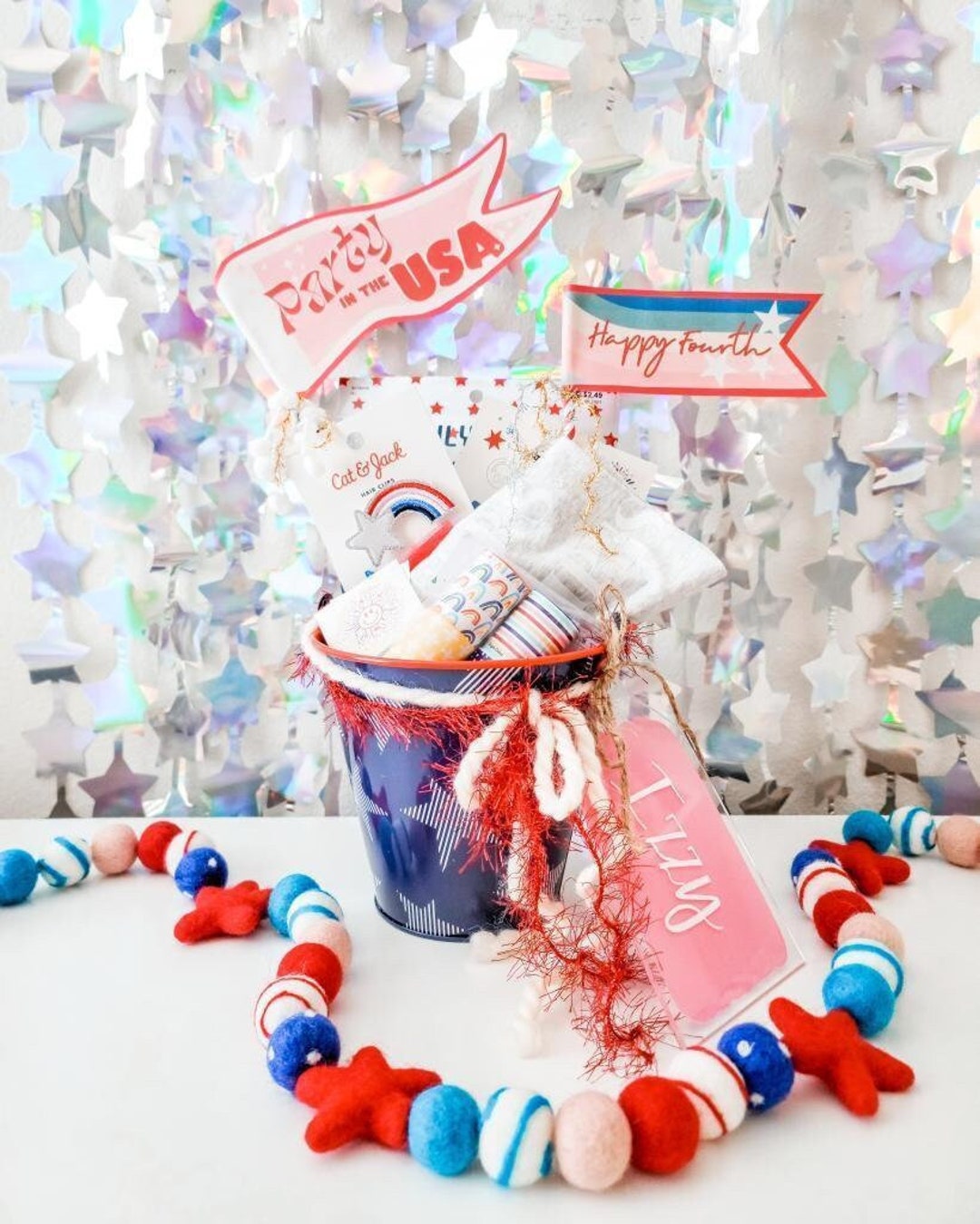 Pink American Freedom -july 4th Garland -red, White & Blue Garland ...