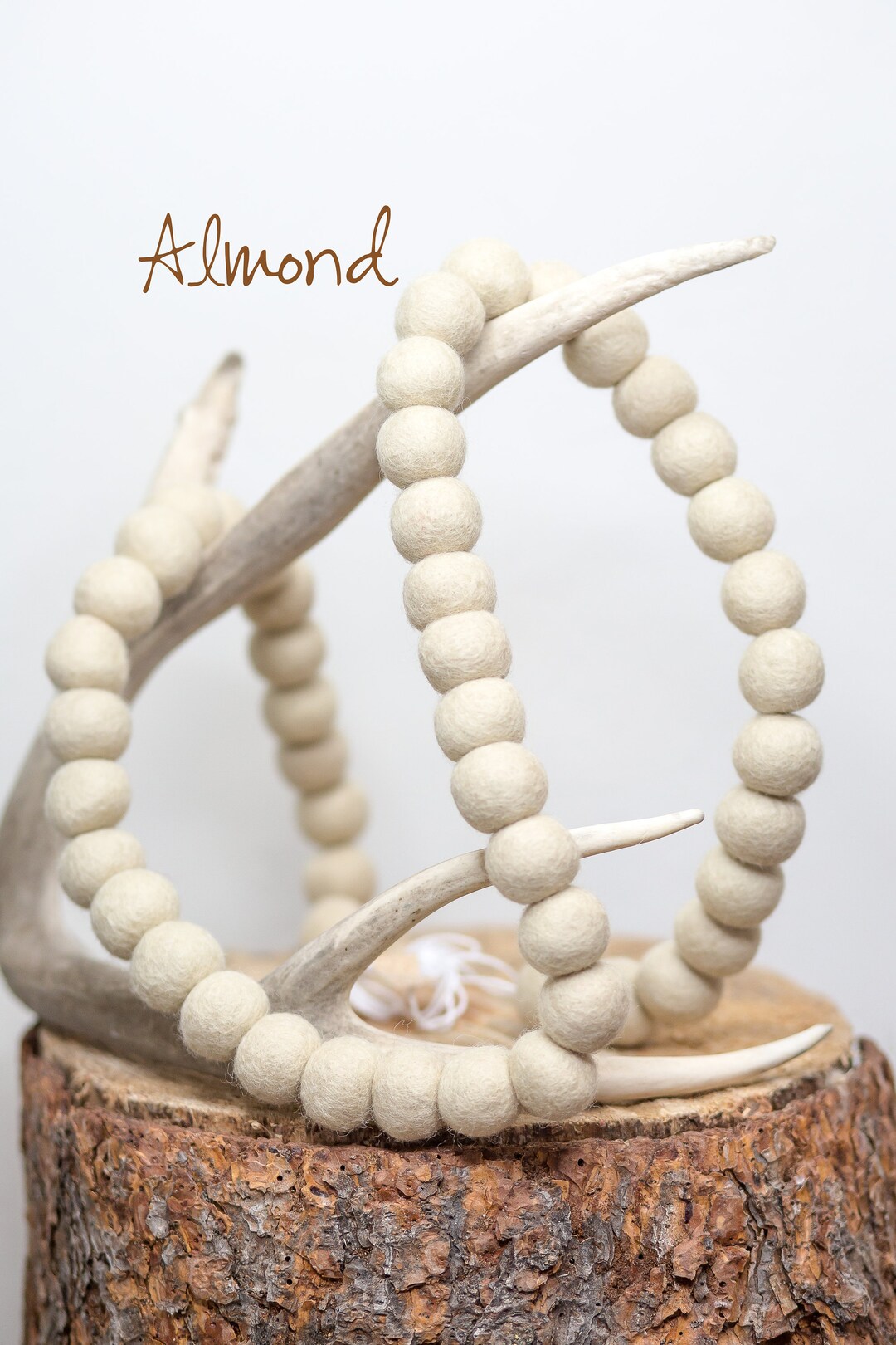 White Garland | Felt Tan Garland | off White Felt Balls | Christmas ...