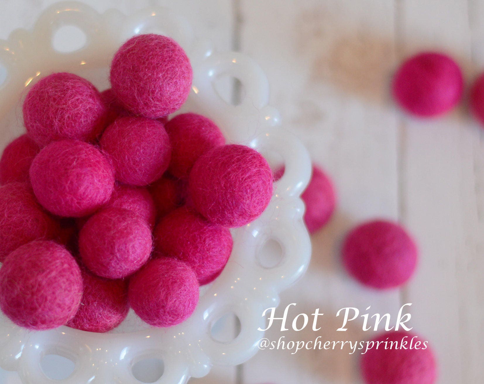 Hot Pink Polkadot Felt Balls 2CM 100% Wool Felt Poms Pink | Etsy