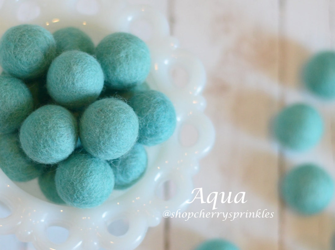 Aqua Wool Felt Balls: 2.5cm DIY Pom Poms - Etsy