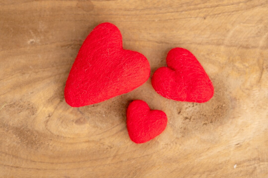 Red Felt Hearts -felt Hearts -red Hearts -valentines Banner -heart Felt ...