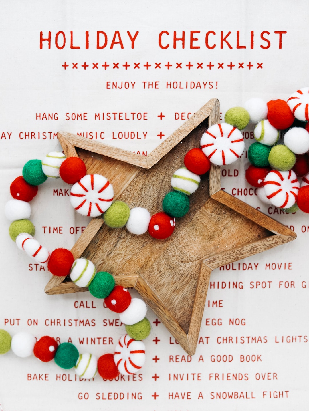 Candy Peppermint Swirl Garland -felt Peppermint Patties -red and Green ...