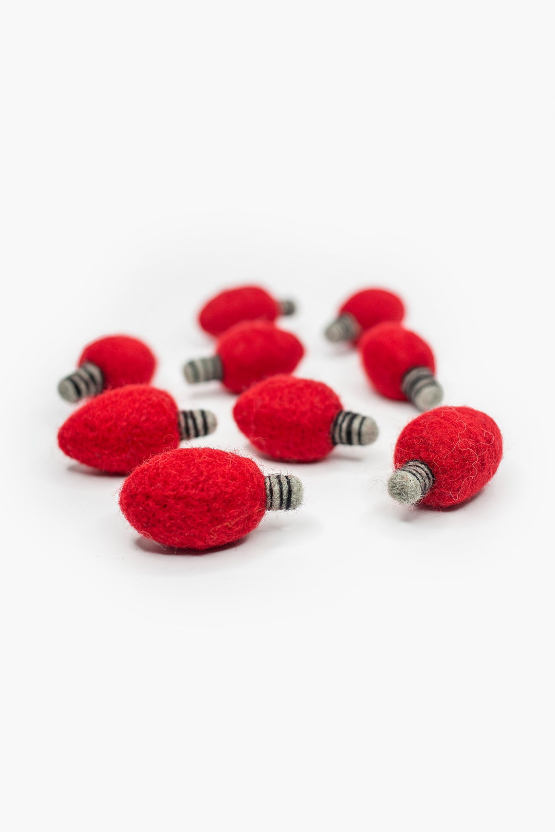 Red Felt Christmas Bulbs -christmas Lights -felt Ornaments Silver ...