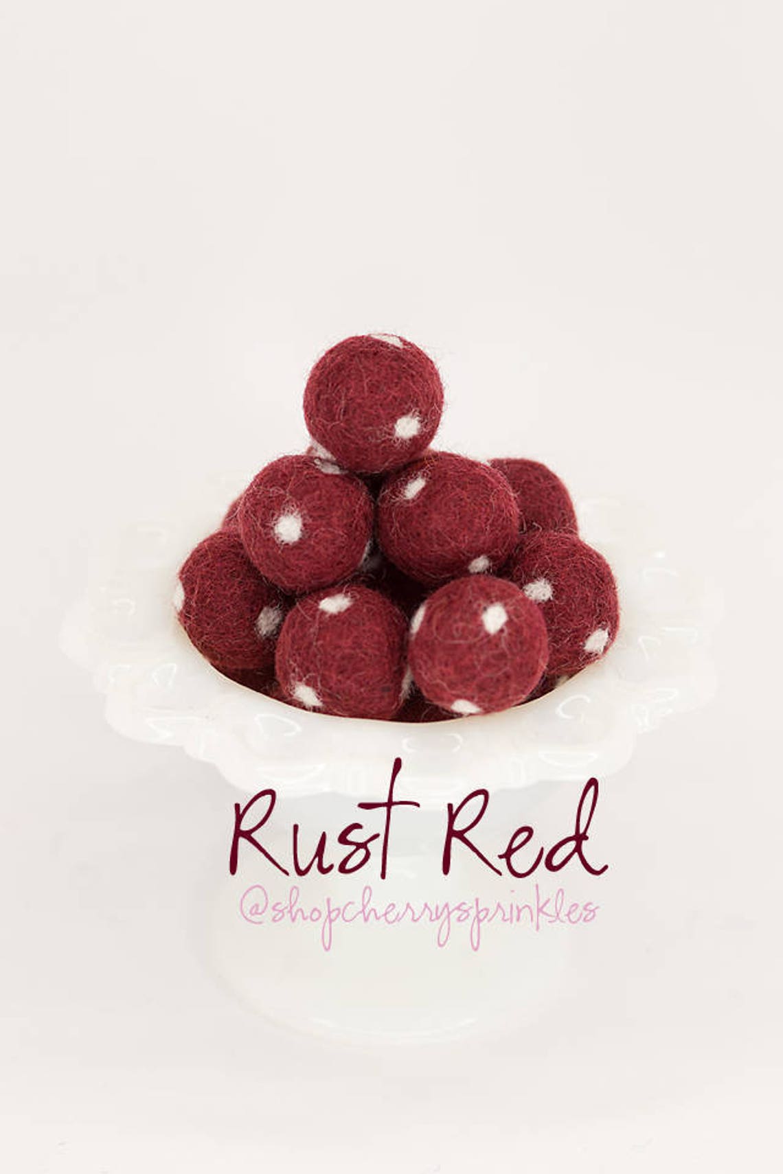 Rust Red swirl Felt Balls 2CM 100% Wool Felt Pom Poms Red - Etsy
