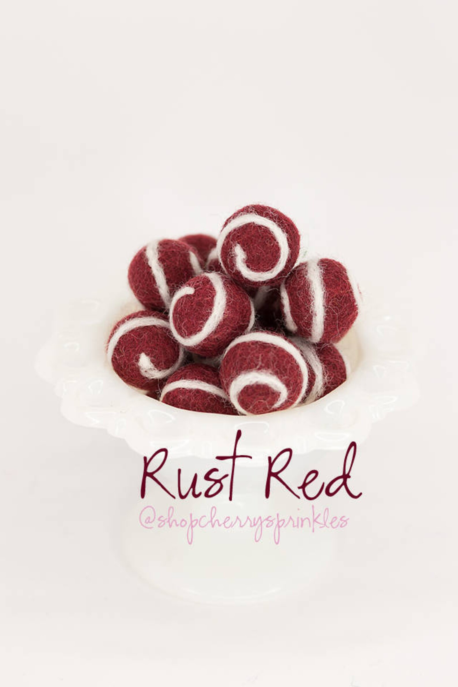 Rust Red swirl Felt Balls 2CM 100% Wool Felt Pom Poms Red - Etsy