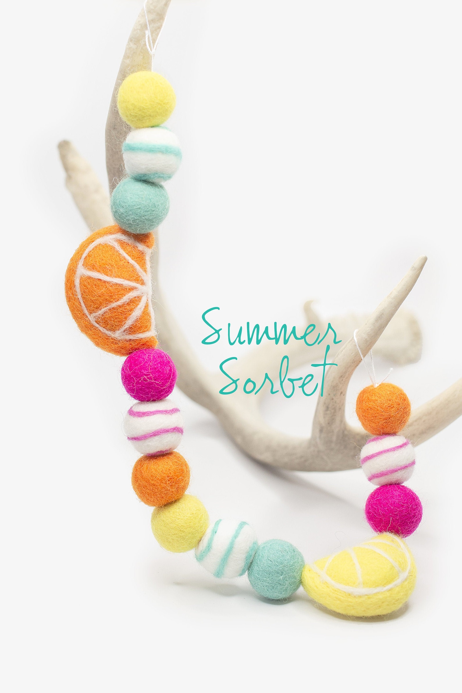 Felt Ball Garland: Summer Sorbet Lemon & Orange Decor - Etsy