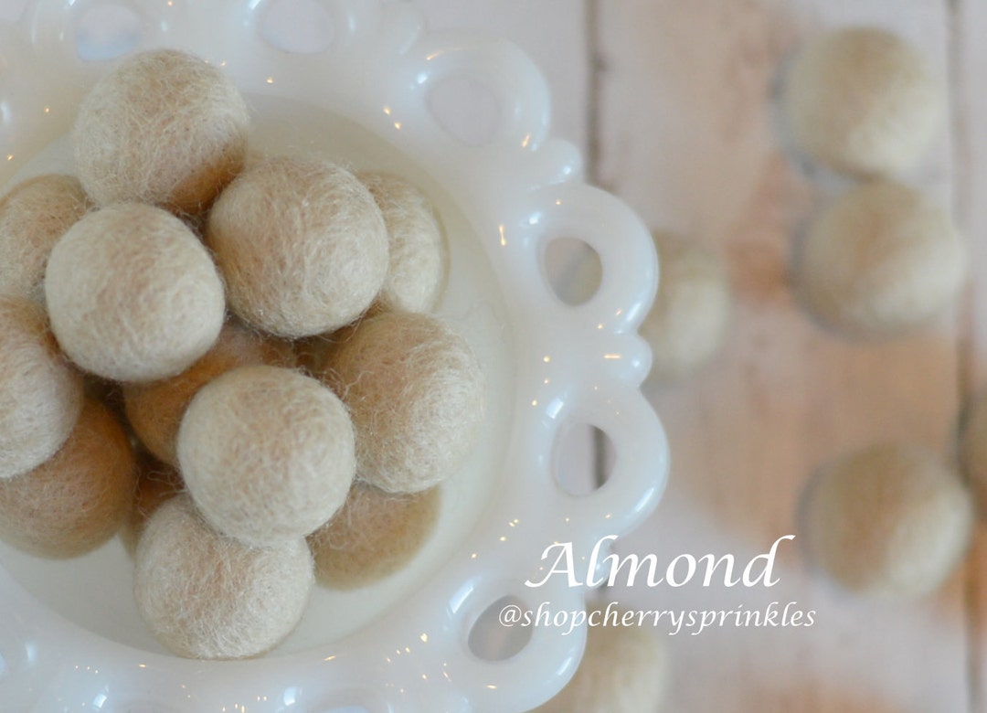 ALMOND Light Tan Felt Balls | 2.5 Cm Pom Balls | 100% Wool Felt Balls ...