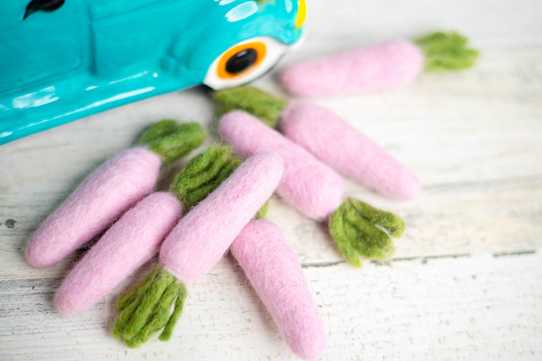 Hand-felted Wool Carrots: Fairy Pink Rustic Vegetable (2.5" High) - Etsy