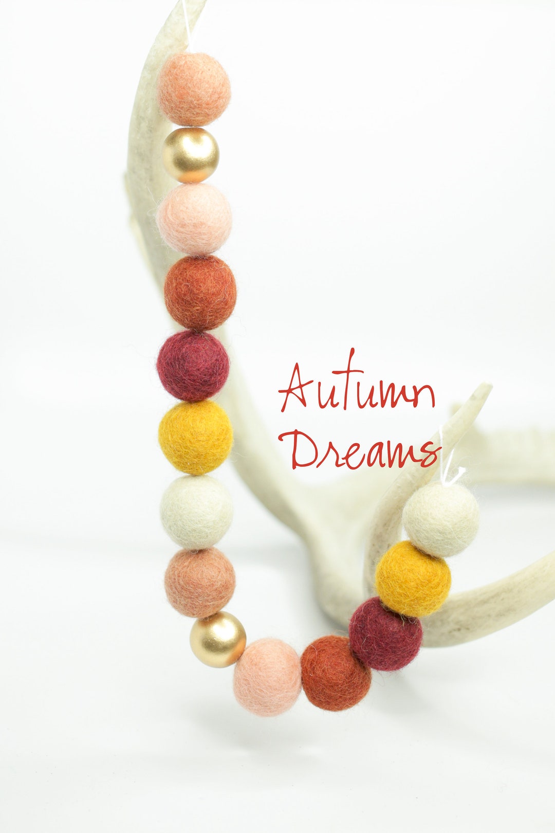 Autumn Dreams Fall Garland -peach and Rust -mustard Felt Balls -rust ...