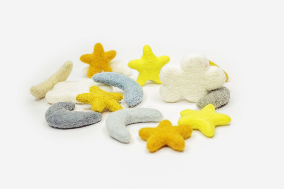 Felt Moons | White Felt Clouds | Baby Mobiles | Nursery Decor | Felt ...