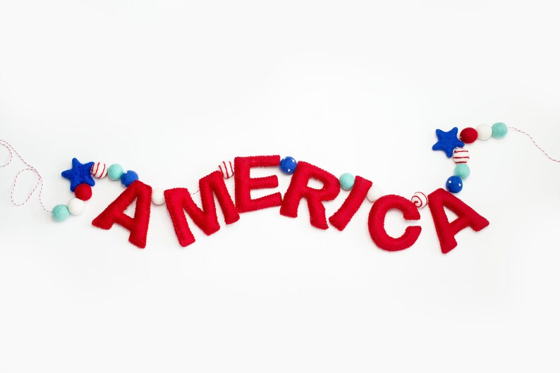 America red White & Blue Felted Letter Garland felt Letters - Etsy