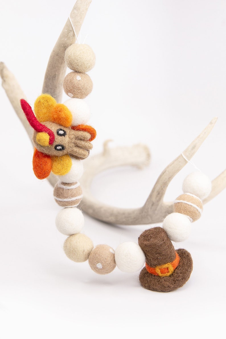 Felt Pilgrim & Turkey Garland: Neutral Fall Decor - Etsy