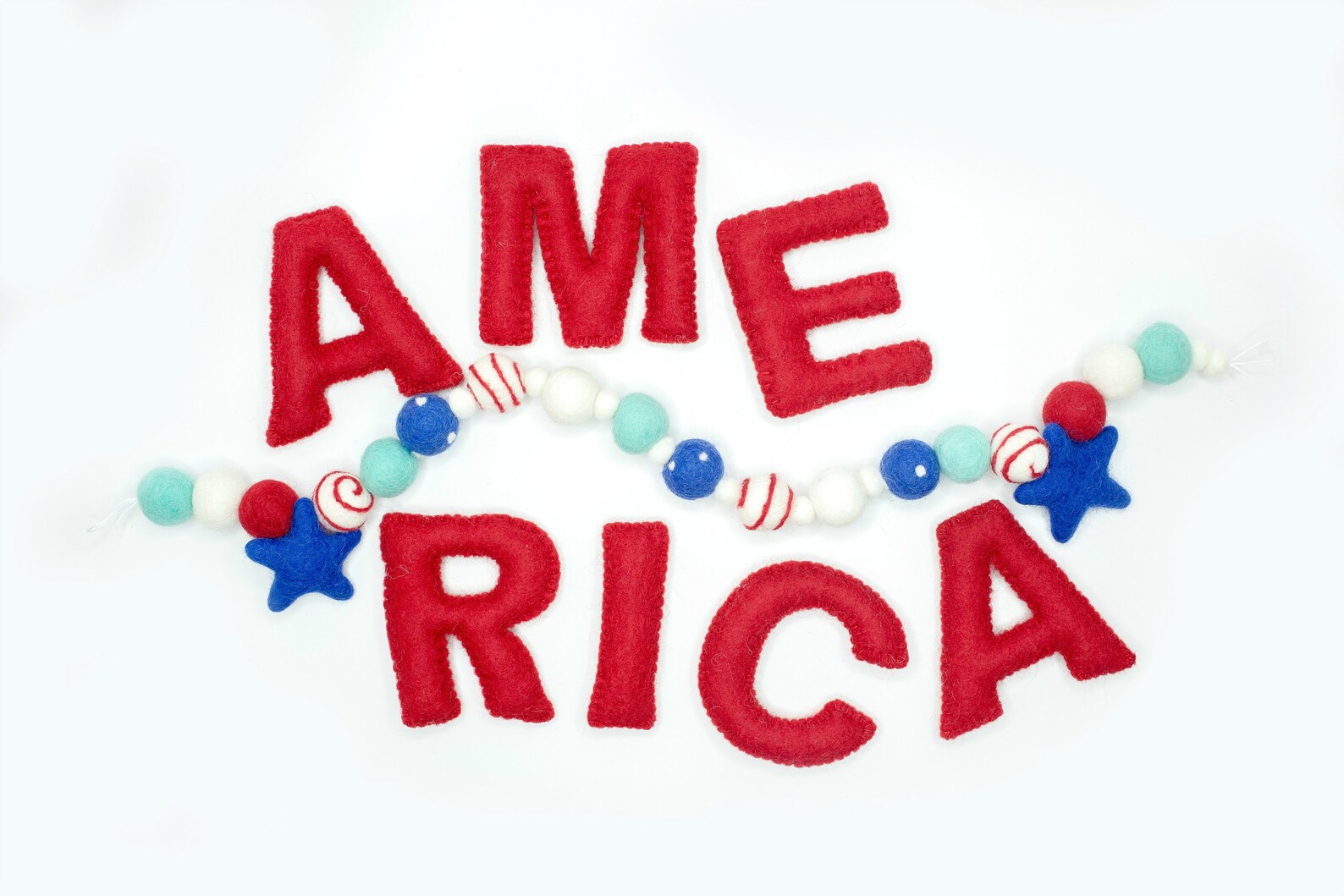 America red White & Blue Felted Letter Garland felt Letters - Etsy