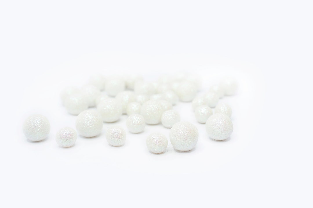 White Glitter Felt Balls | White Sparkle Glitter Balls | DIY Felt Ball ...