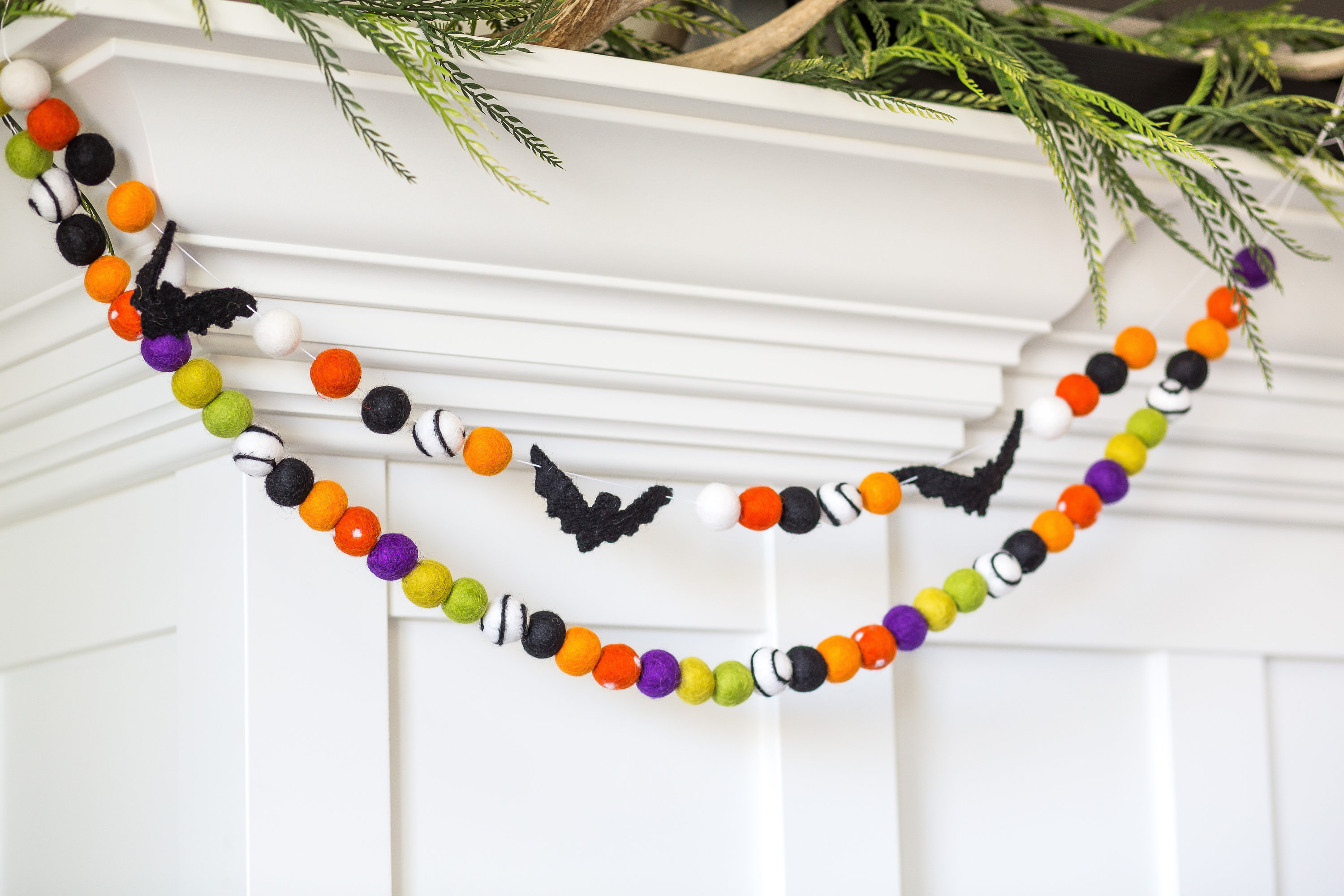 Halloween Town felt Ball Garland swirl Felt Balls wool Felt | Etsy