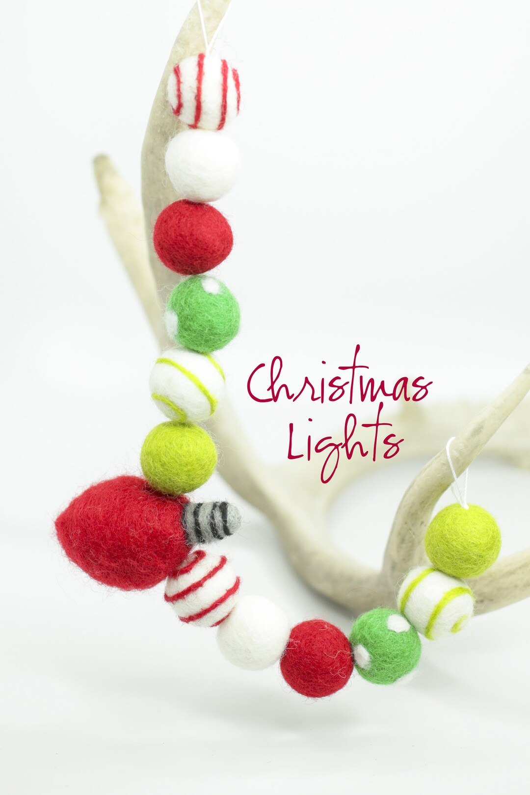 Christmas Lights Garland -felt Light Bulb -felt Lights -christmas ...