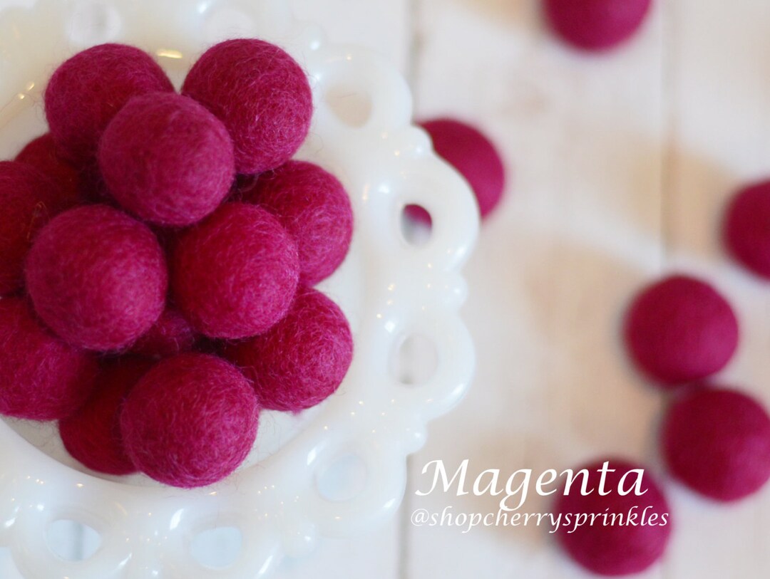 Magenta Felt Balls: 100% Wool Pom Poms, DIY Garland (2.5cm) - Etsy