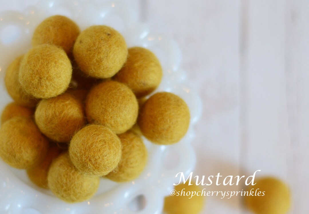 MUSTARD Felt Balls | 2.5 Cm Pom Balls | 100% Wool Felt Balls | Felt Pom ...